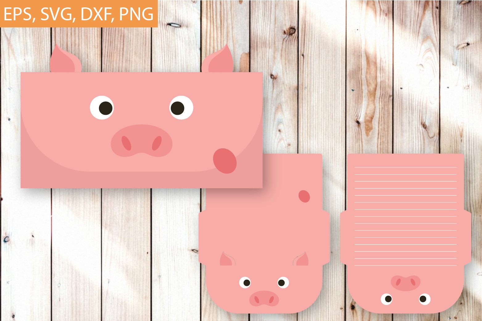Cute Pig Cartoon Design Letter Stationery Paper SVG (1814255 ...