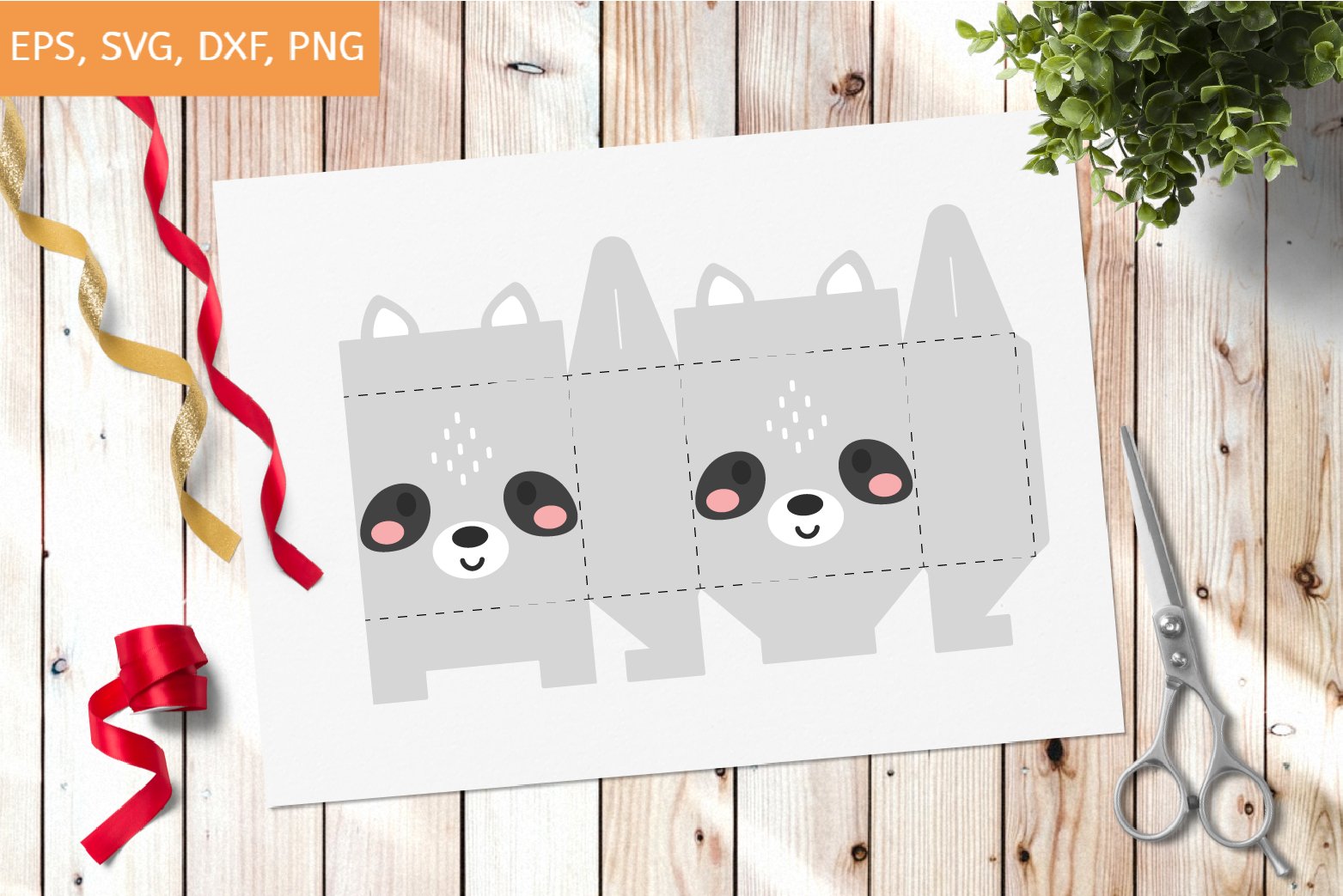 Party Favor Raccoon Candy Box Template SVG (1744432) | Paper Cutting ...