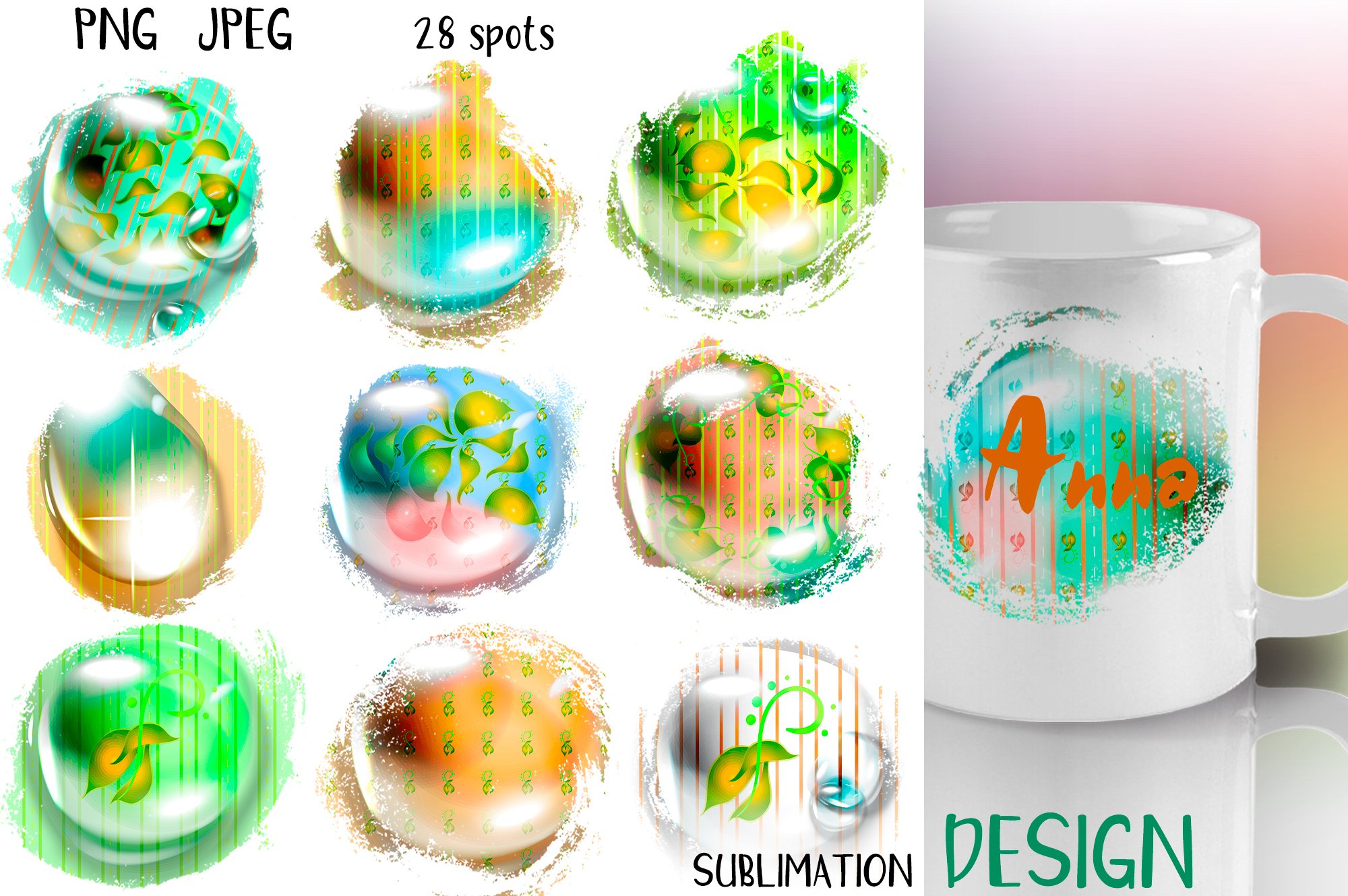 Sublimation Round Spots/Abstract Backgrounds. Spring&A Drop (1768436 ...