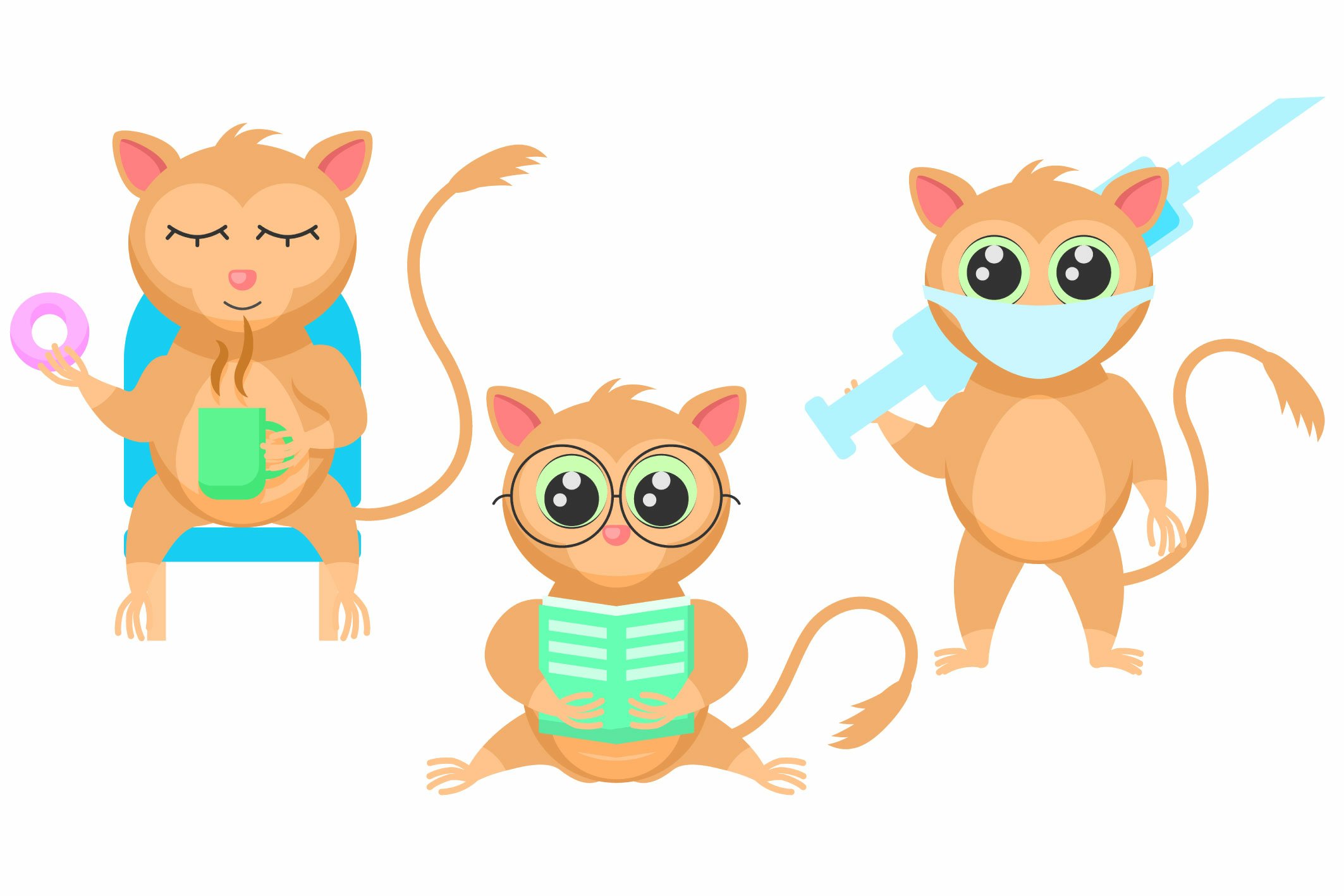Set Collection Flat Animal Different Tarsiers Concept Vector (1626354 ...