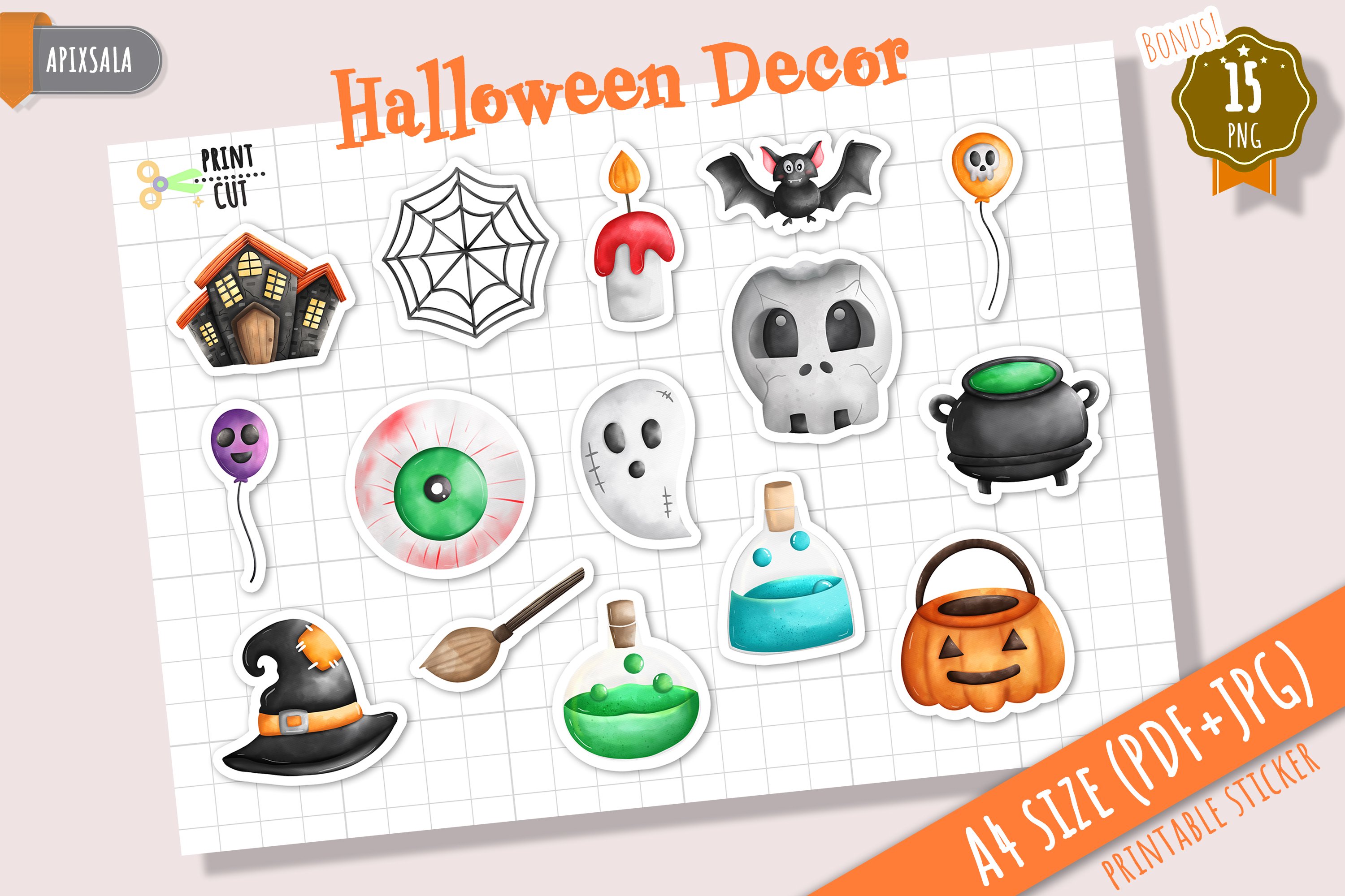 Cute Halloween Decoration Printable Sticker Stheet (2155050)