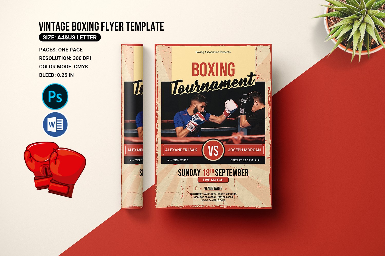 Vintage Boxing Poster Template