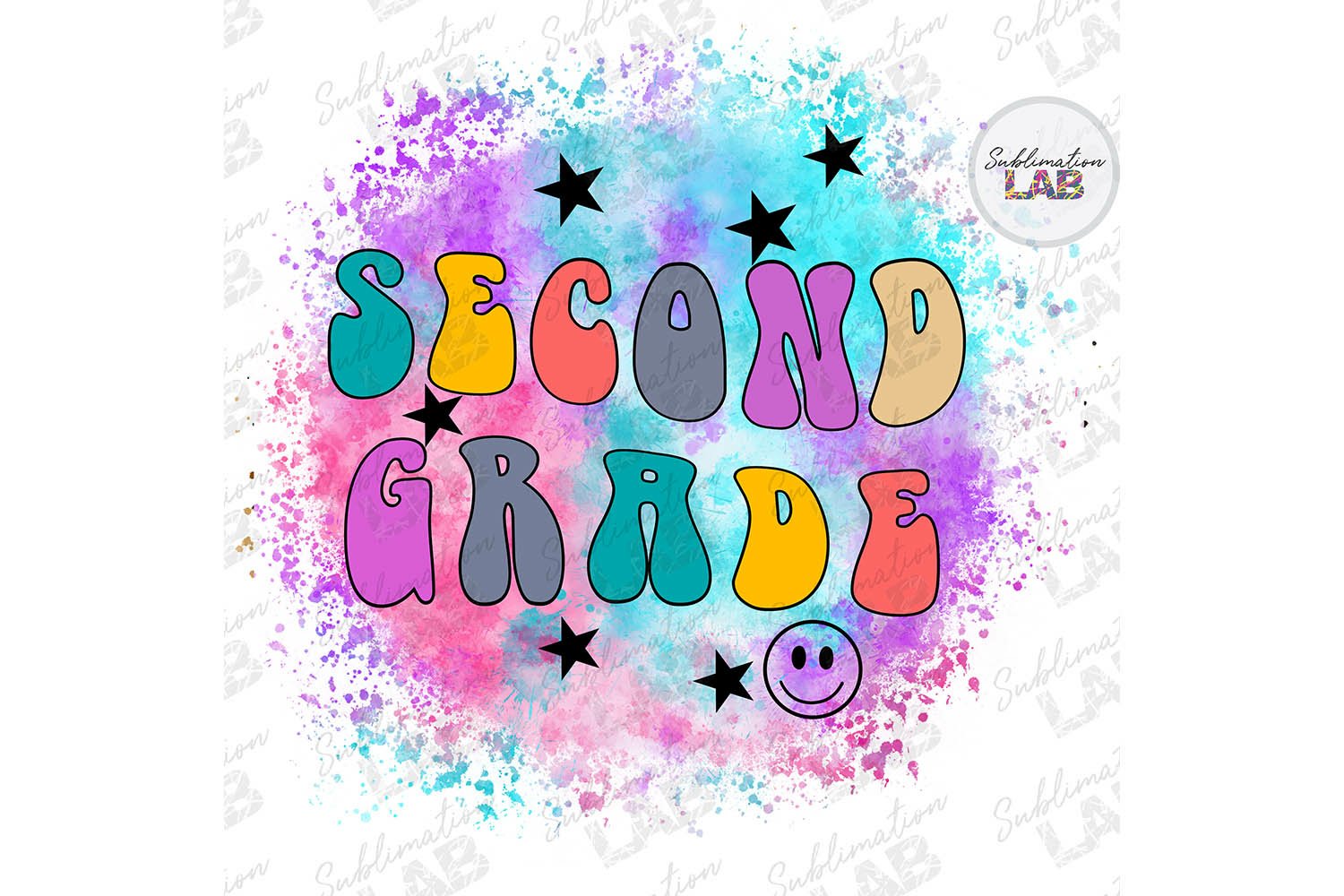 Second Grade Groovy Tie Dye Teacher Kids Sublimation Design