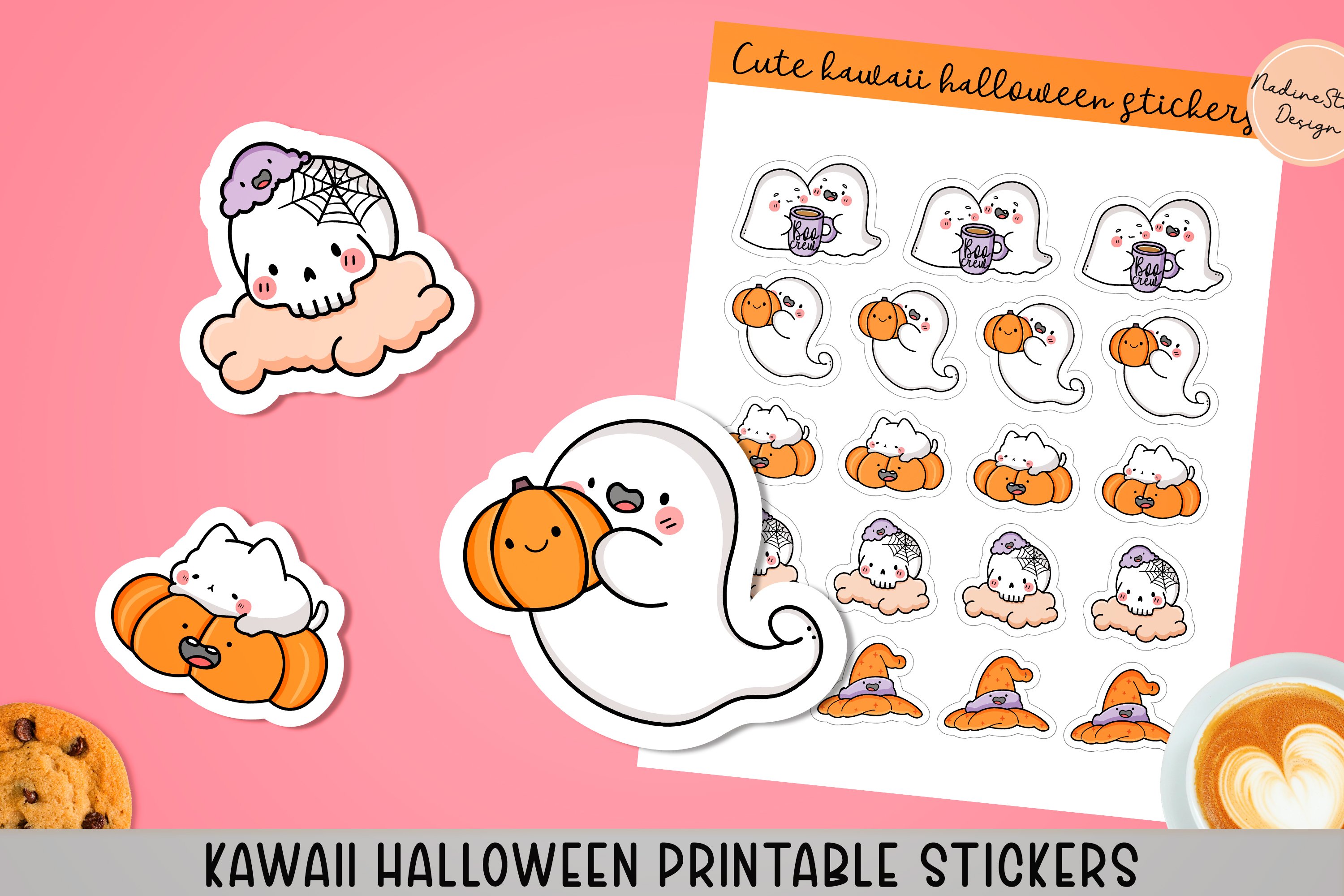 Printable Spooky Kawaii Stickers Creepy Kawaii Coloring Book,