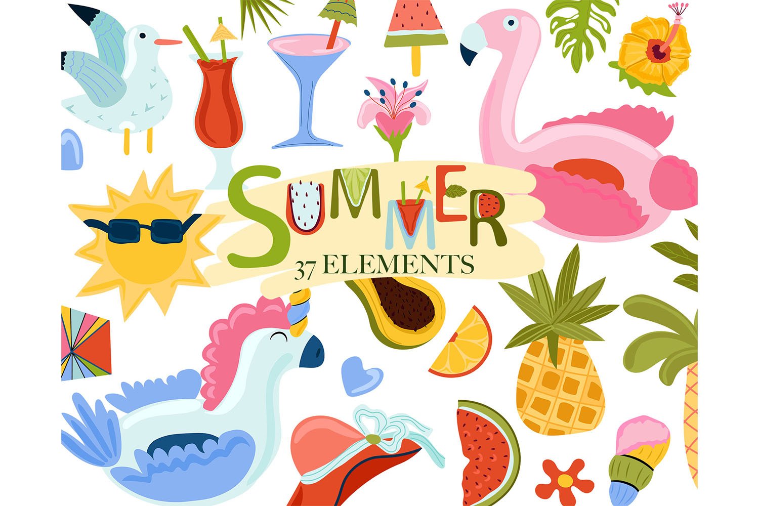 Summer clipart, Tropical clipart, Beach cocktails svg,Floral (2093539 ...