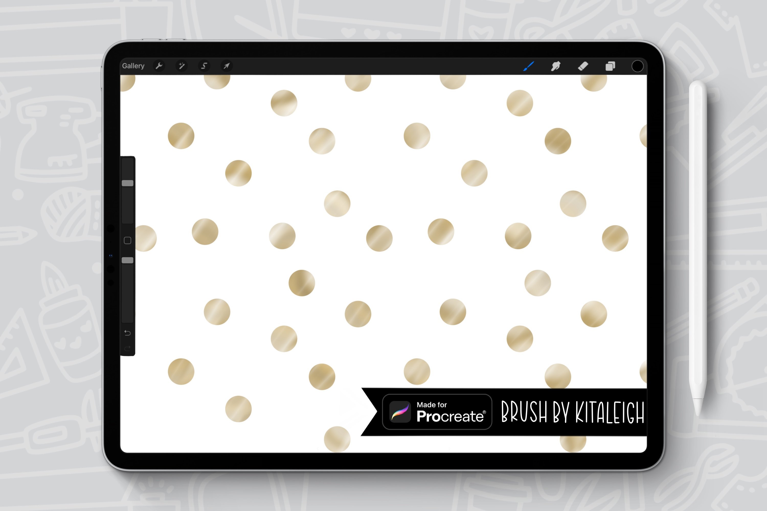 Metallic Party Dots Repeat Pattern | Procreate Brush