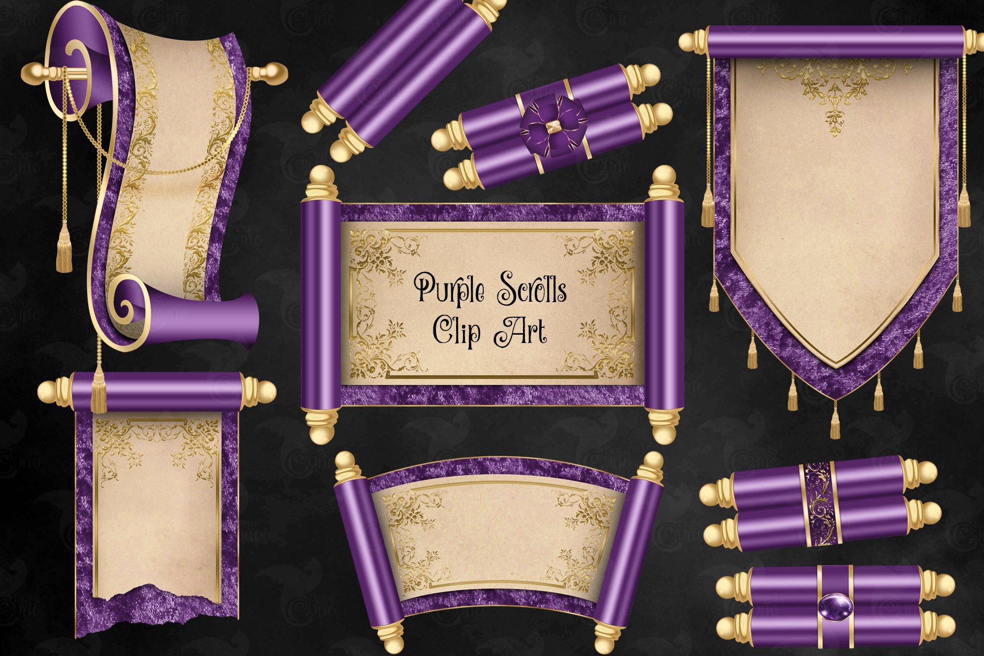 Purple Scroll Borders Clip Art Purple Scroll Frame: Over 7,095