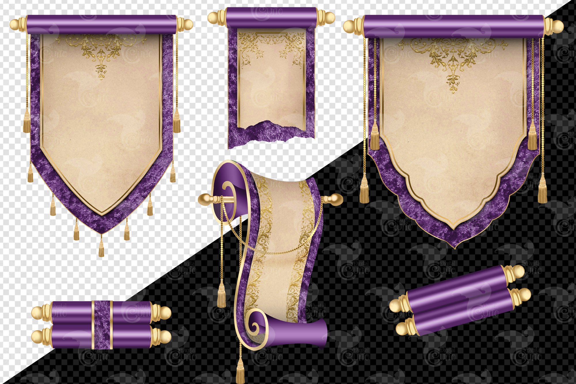 Purple Scroll Borders Clip Art Purple Scroll Frame: Over 7,095