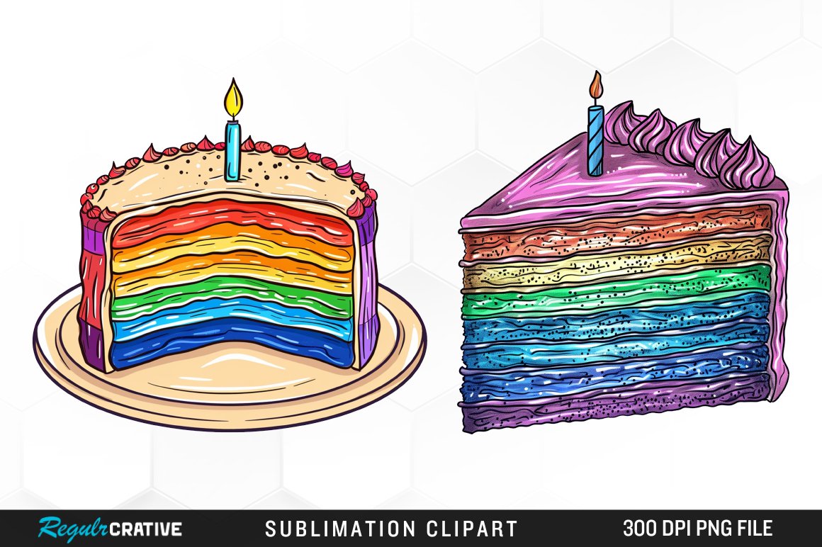 Rainbow Birthday Cake Clip Art Rainbow And Clouds Birthday Cake For