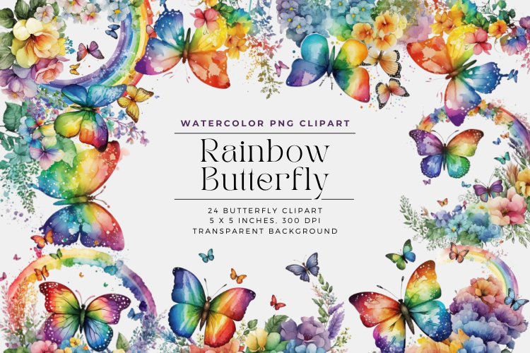 Rainbow Butterfly Clipart