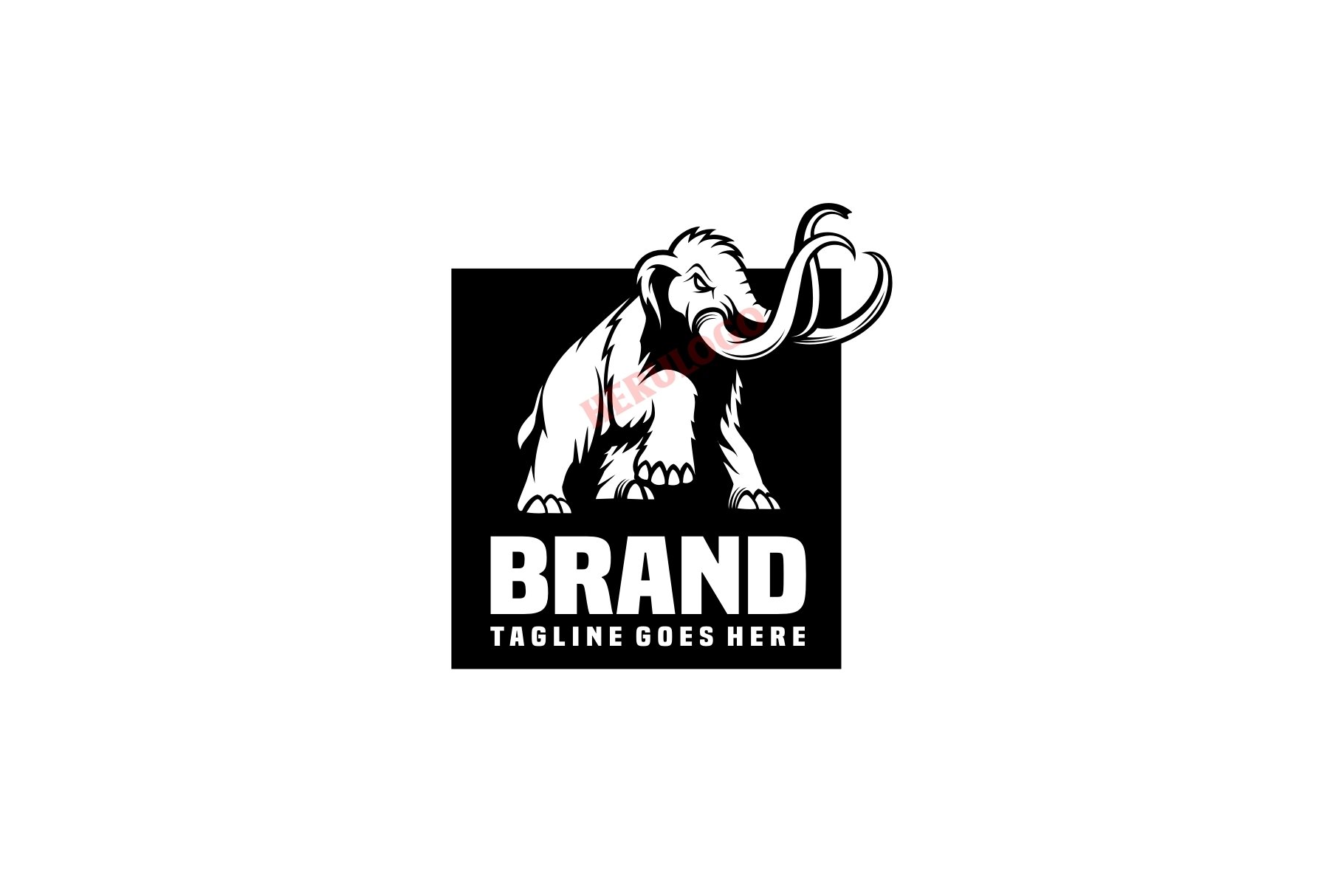 Red Mammoth Logo Cute Mammoth Burger Logo With Prehistoric Beast