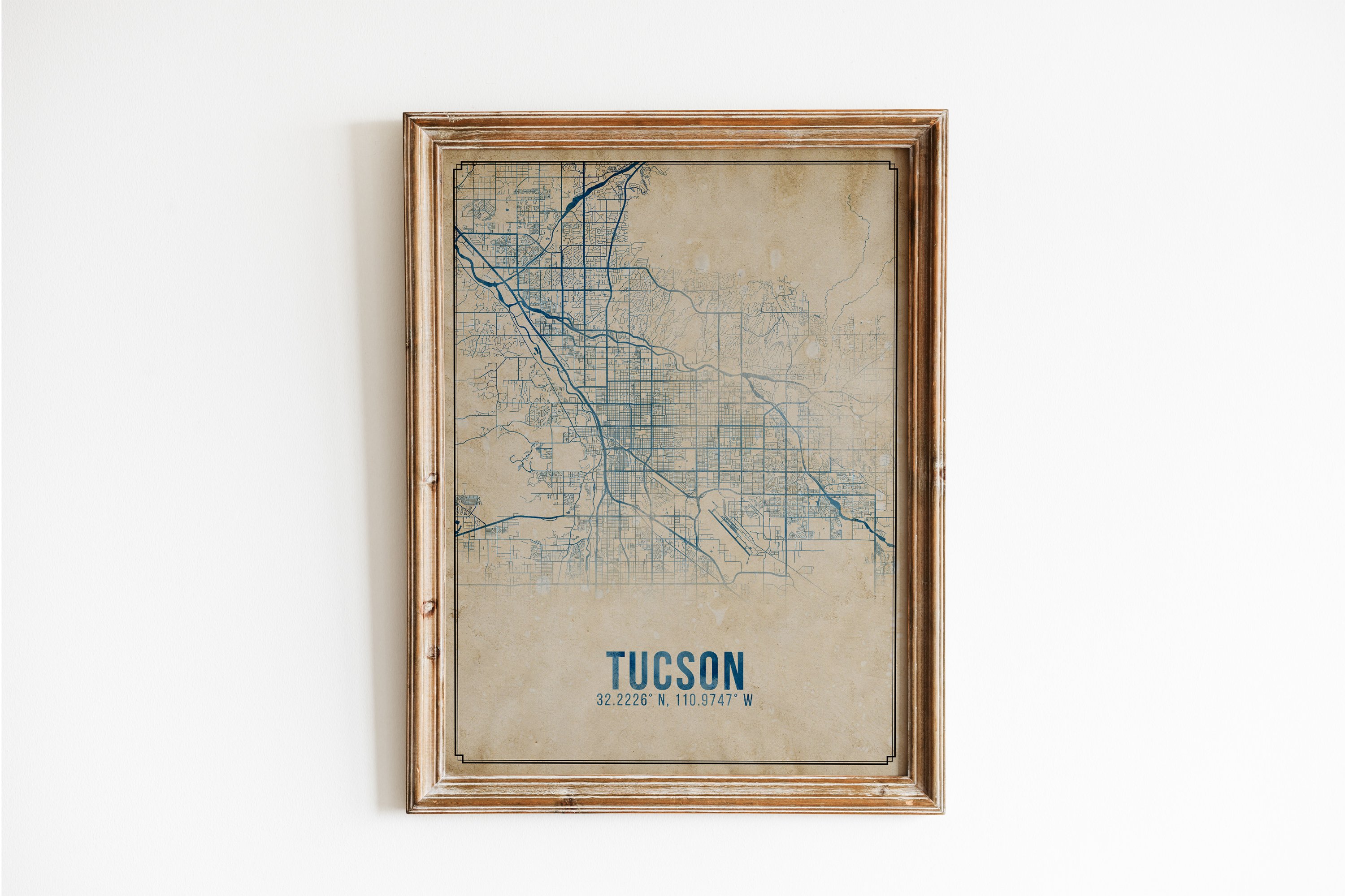 Tucson Antique Watercolor City Map Poster