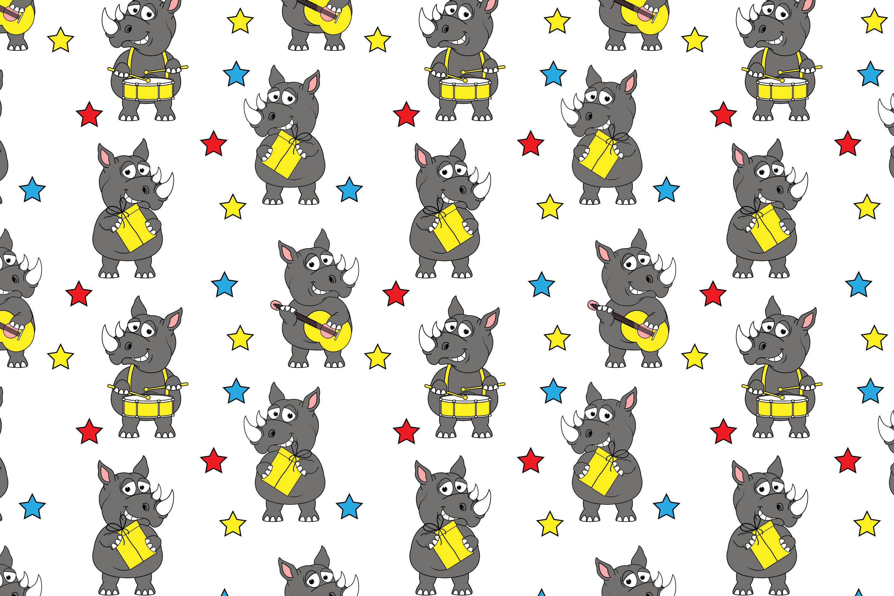 cute rhino cartoon pattern graphic (2270000) | Patterns | Design Bundles