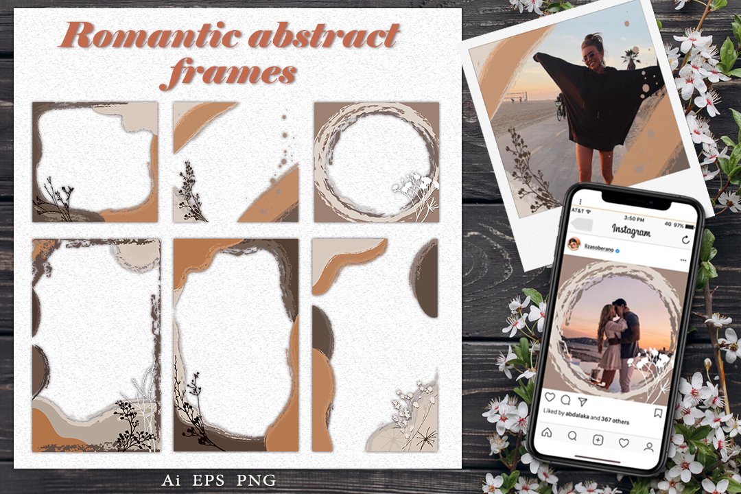 Abstract romantic frames (1381752) | Backgrounds | Design Bundles
