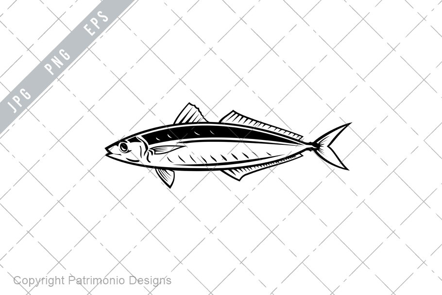 Round Scad Fish or Mackerel Scad Side Mascot Retro SVG (1810690 ...