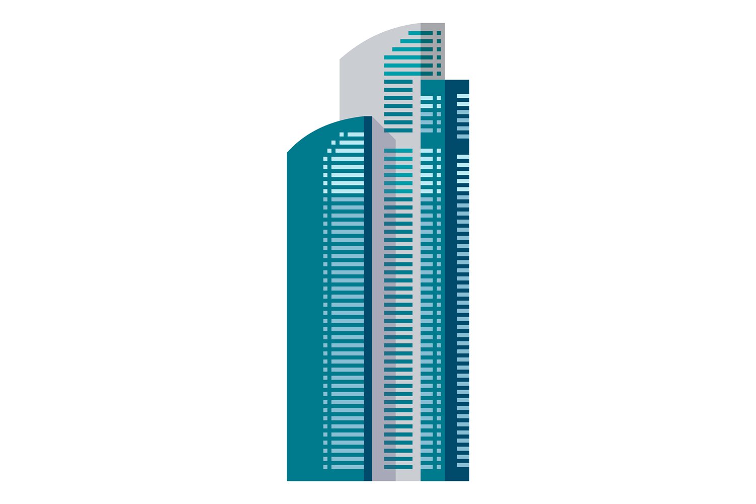Skyscraper icon. High glass building with shiny reflection (1808595) | Illustrations | Design ...