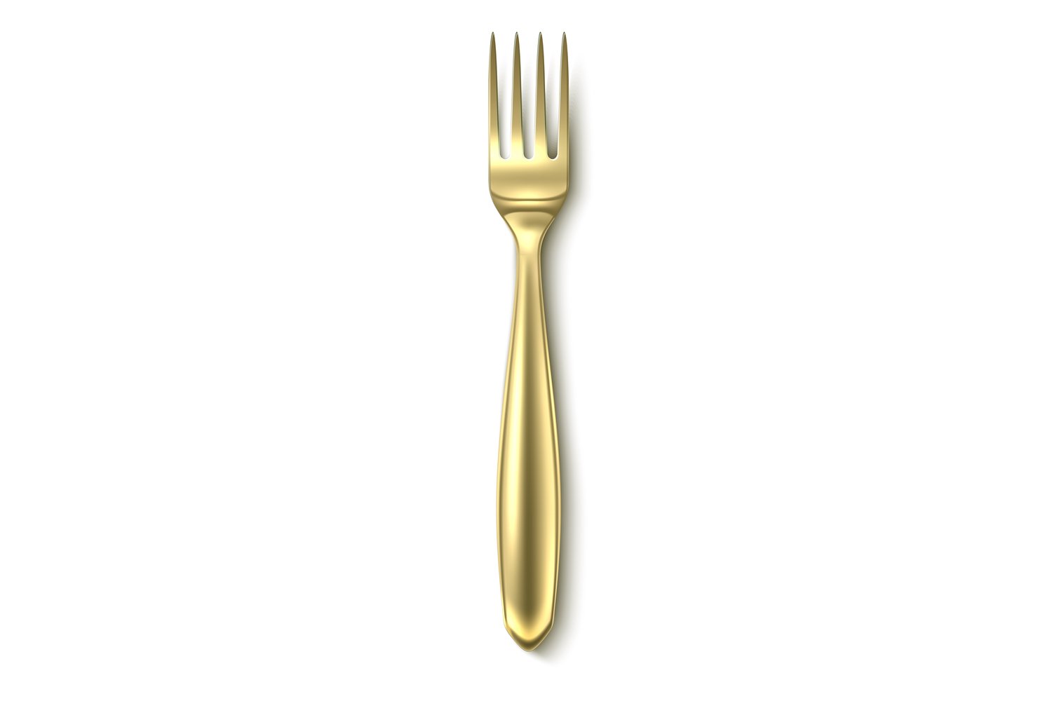 Golden fork. Shining elegant realistic dinner tableware