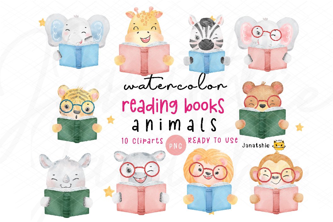 Animals Reading Clipart