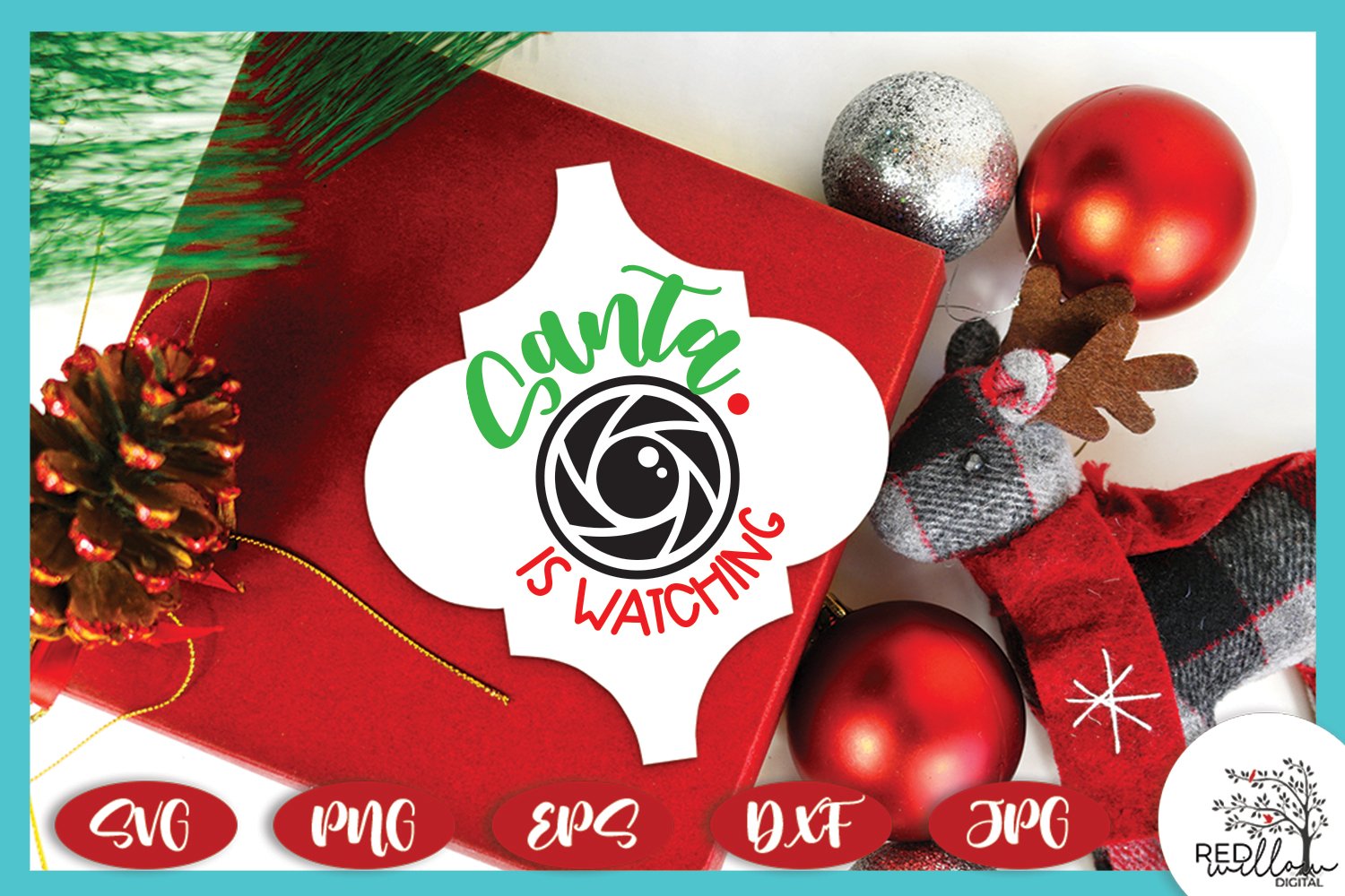 Santa is Watching Christmas Ornament SVG