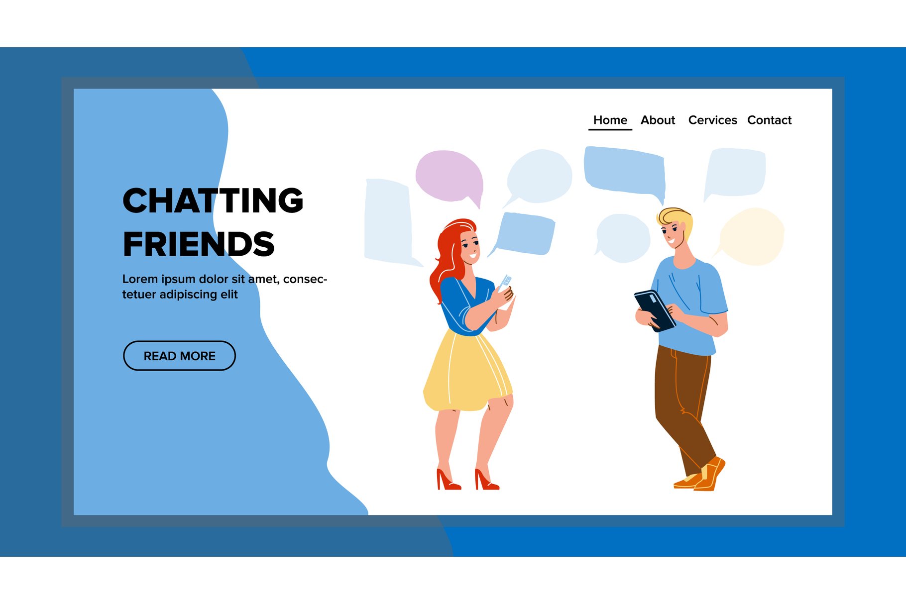 Chatting Friends In Messenger Application Vector (1791095) | Icons ...