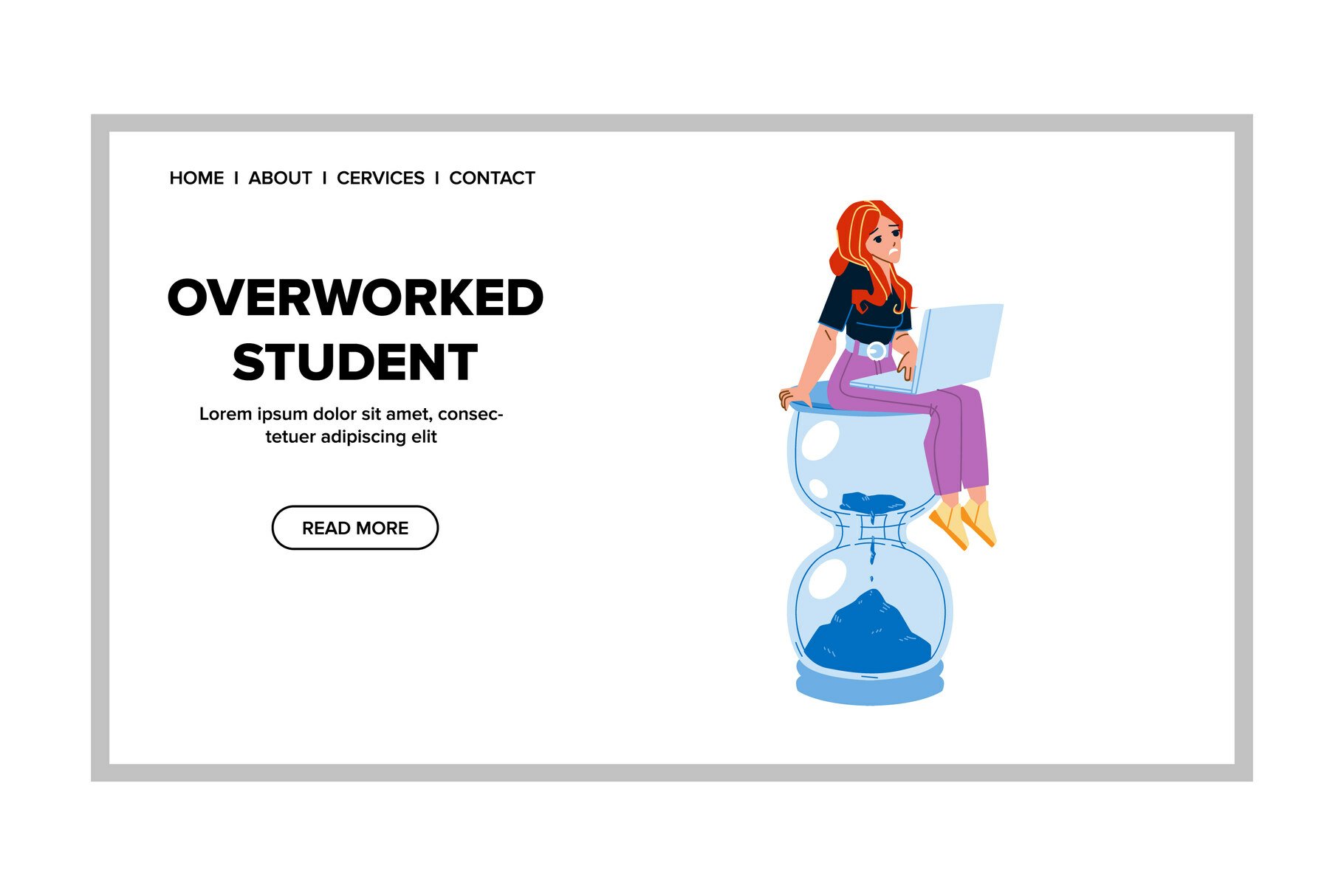 Overworked Student Prepare For Examination Vector (1791372) | Icons ...