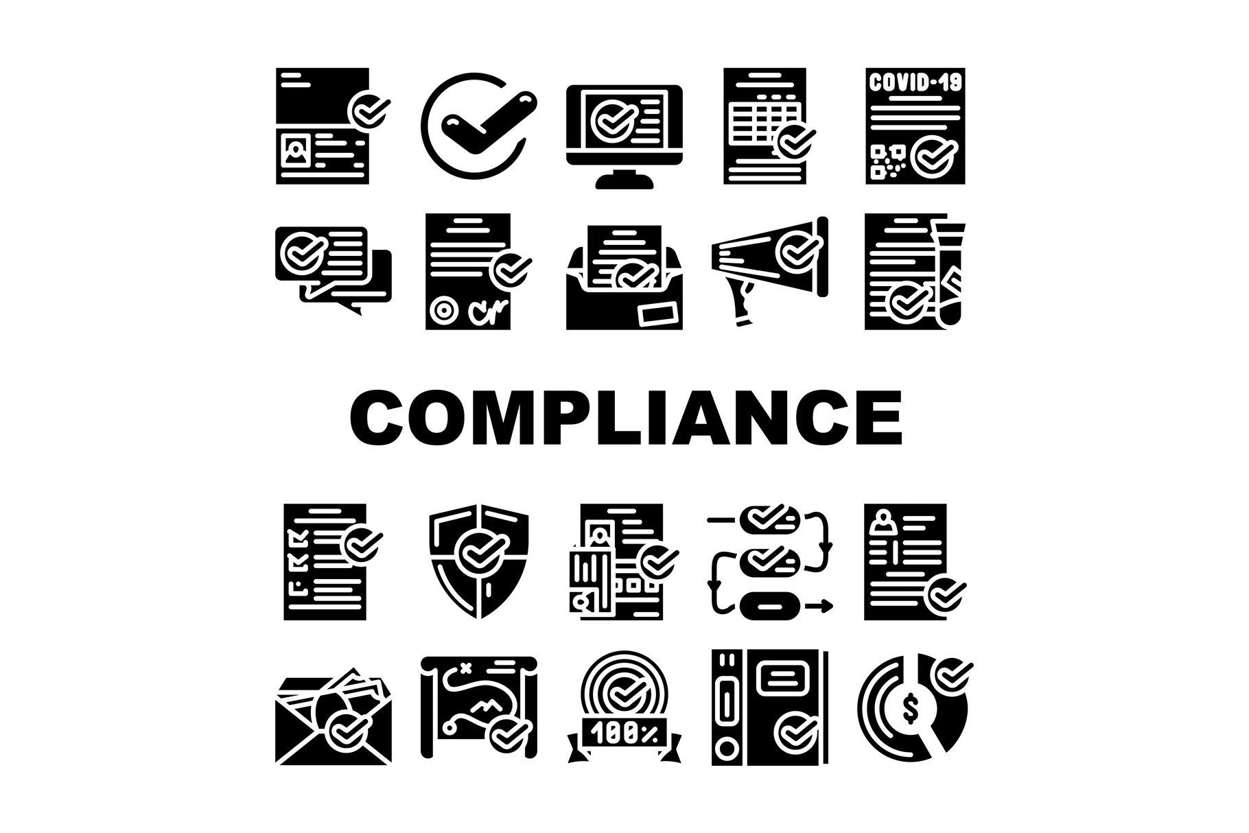 Compliance Quality Procedure Icons Set Vector (1791745) | Icons ...