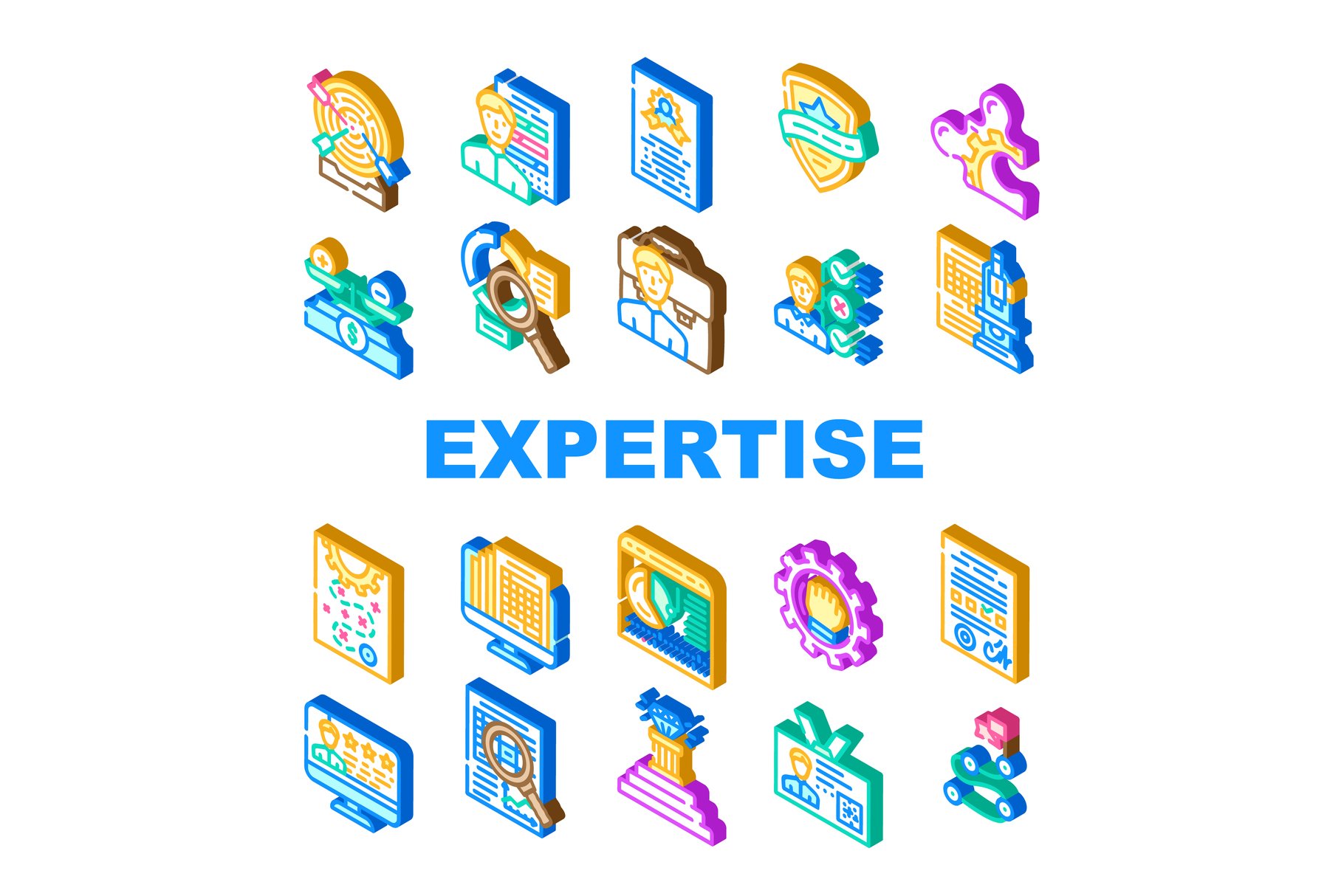 Expertise Business Processing Icons Set Vector (1791761) | Icons ...