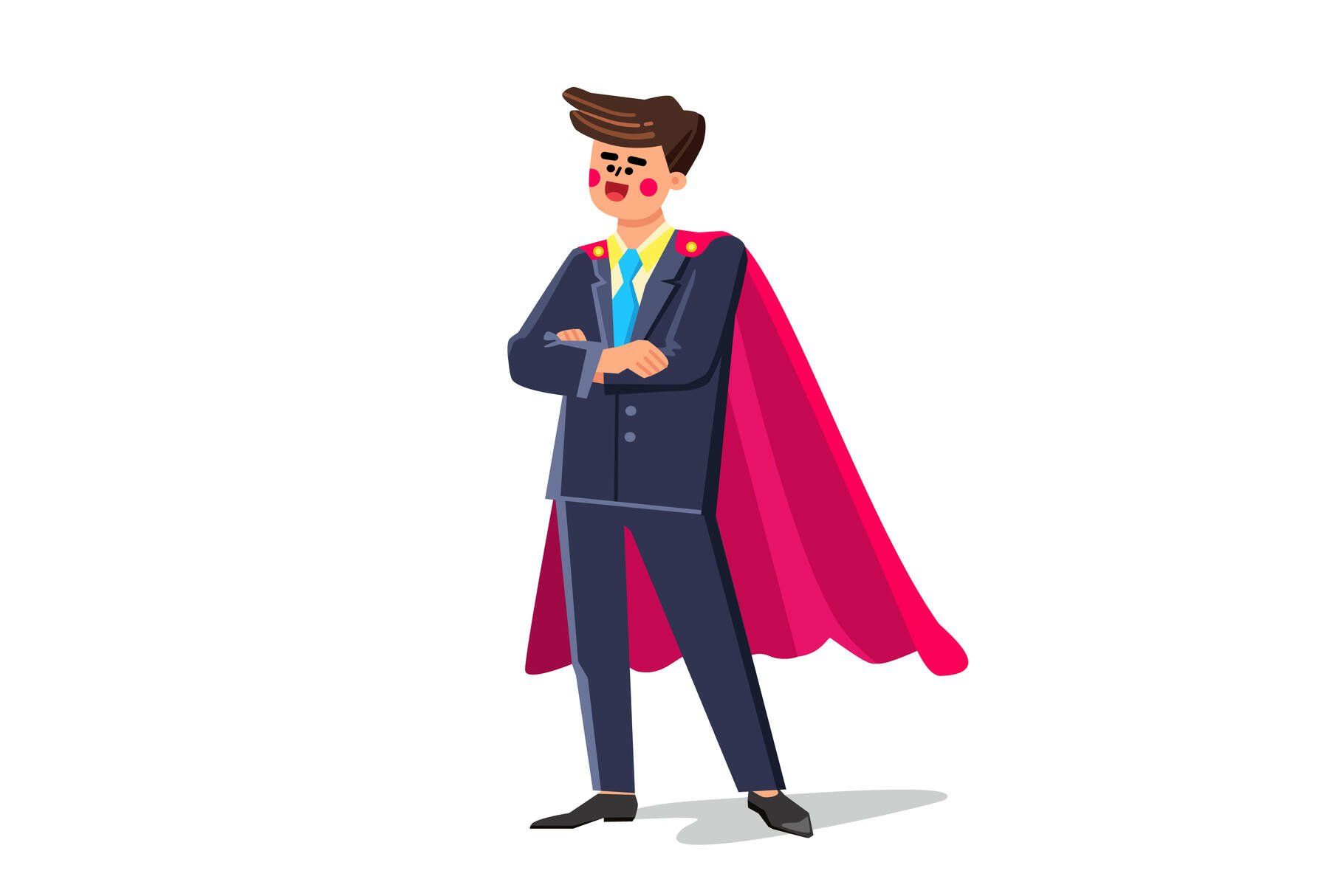 Brave Male Wearing Super Hero Cloak Clothes Vector (1791927) | Icons ...