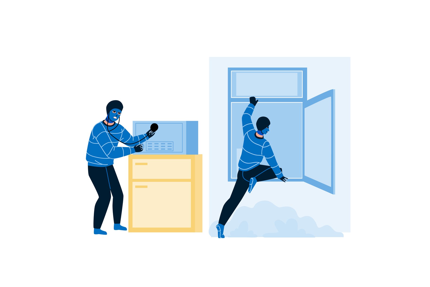 Burglars Robbing House Wearing Balaclava Vector (1791930) | Icons ...