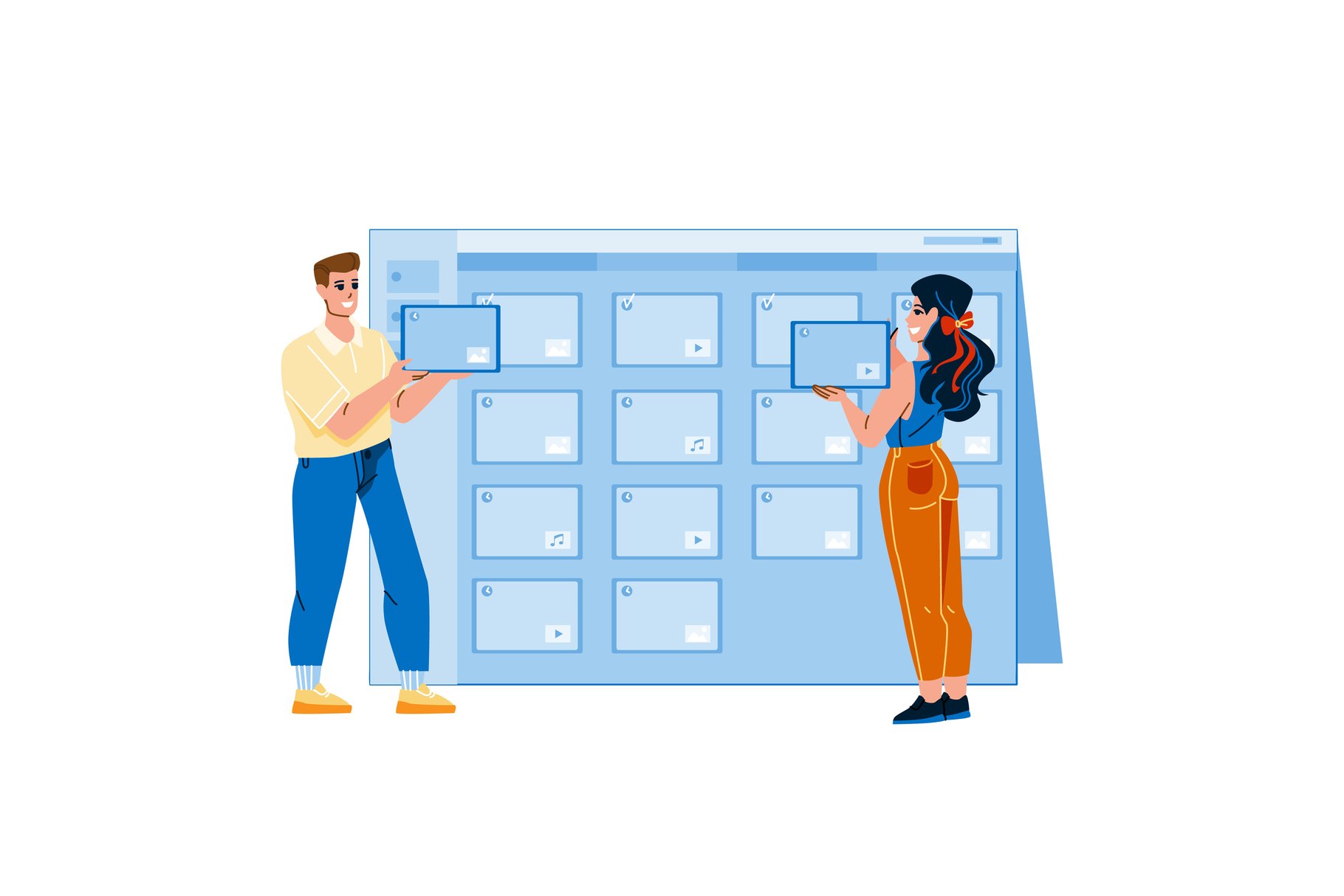 Content Schedule Planning Bloggers People Vector (1791950) | Icons ...
