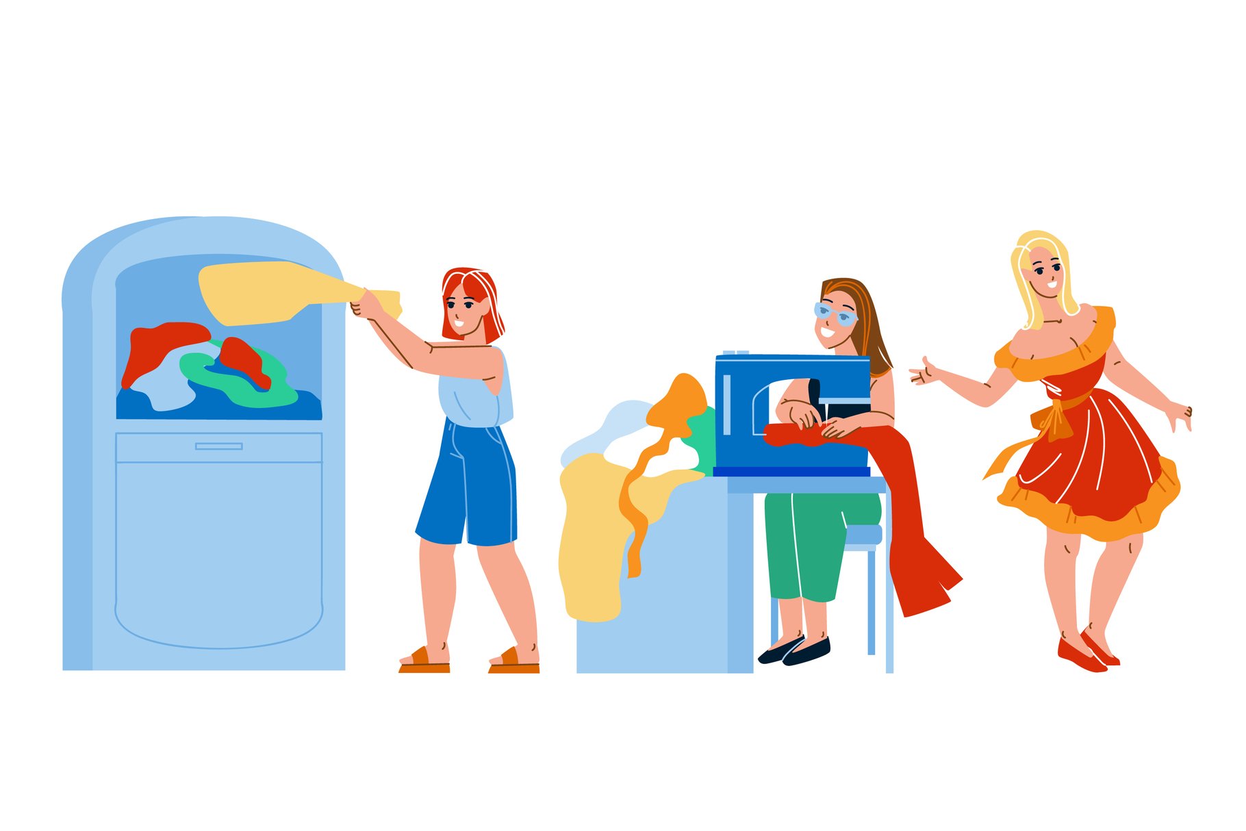 Recycle Fashion Clothes Business Process Vector (1792124) | Icons ...