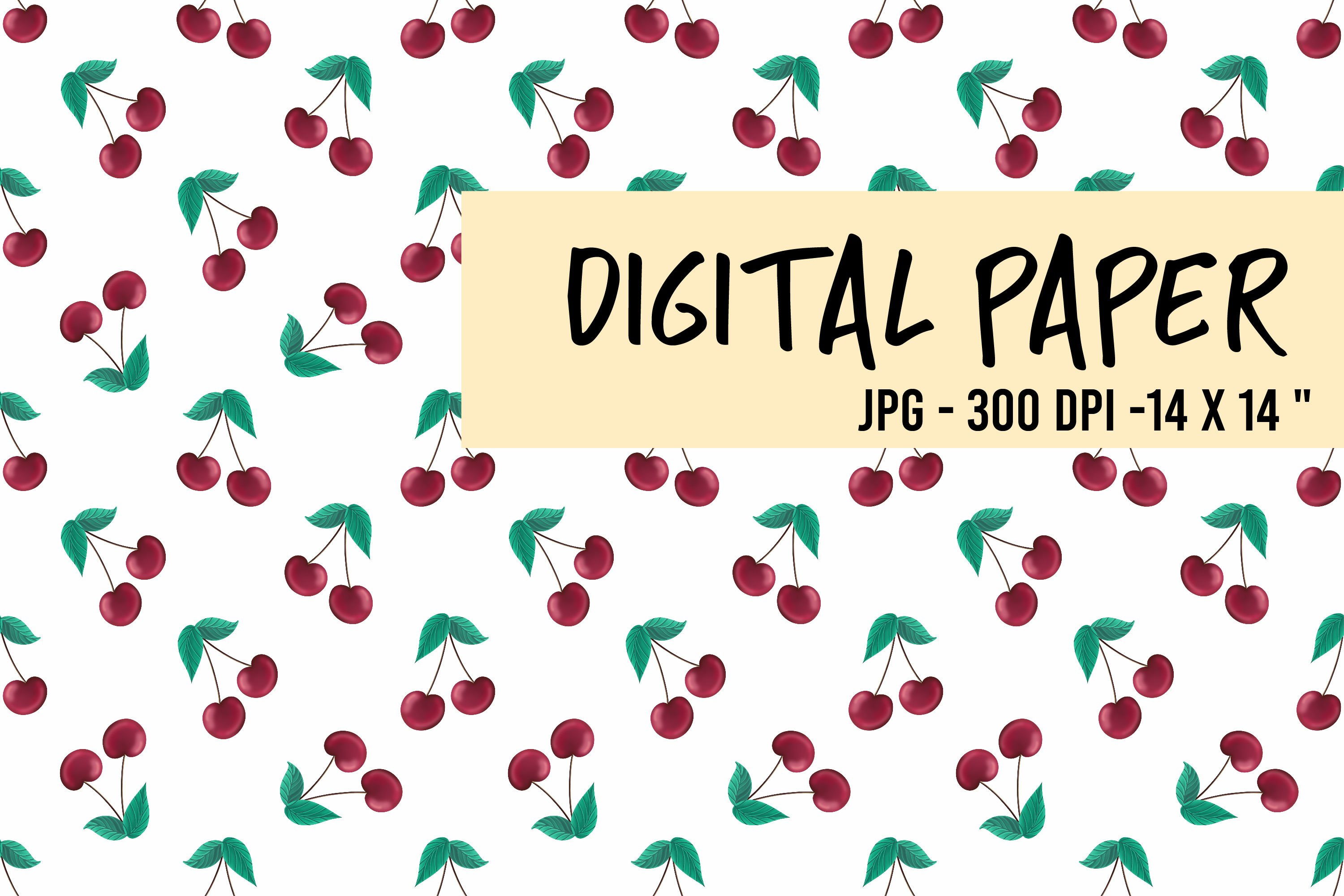 Cherry berries seamless pattern|Cherry digital paper