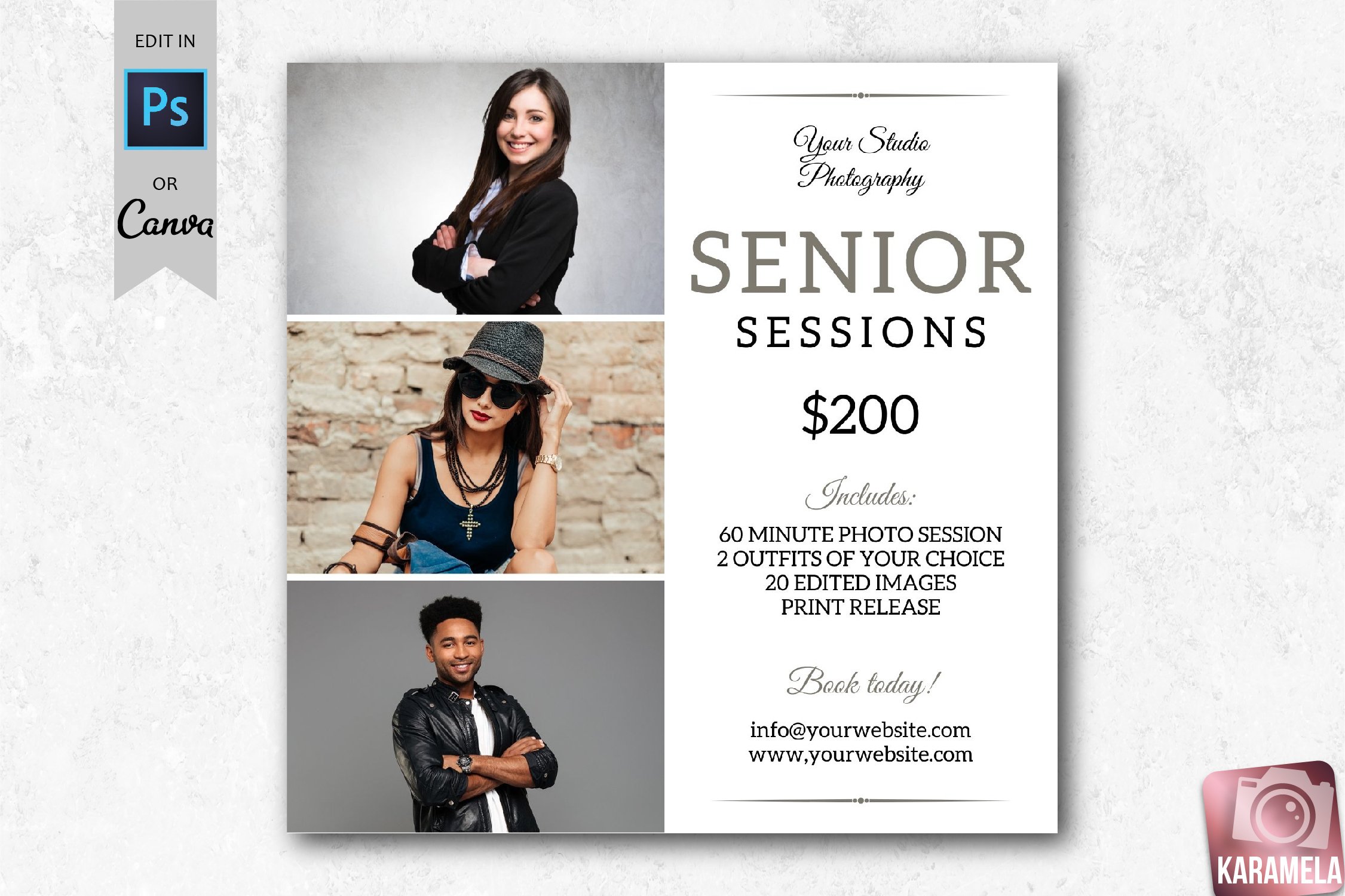 Design & Templates Paper Templates Photoshop Template 5x5 Senior Mini ...