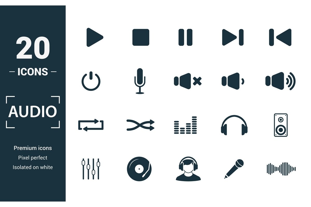 Audio Buttons icon set (1773004) | Icons | Design Bundles