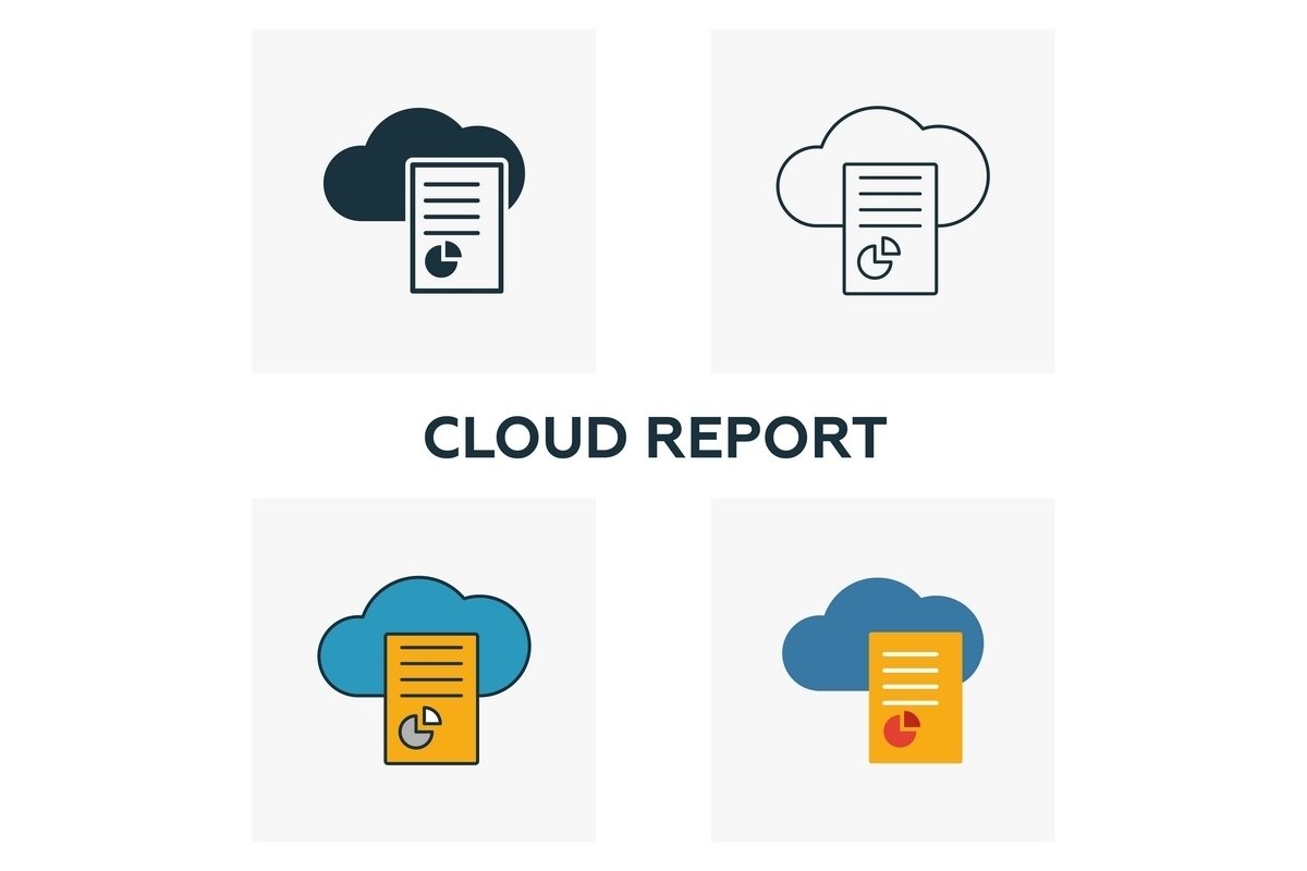 Cloud Report icon set (1743143) | Icons | Design Bundles