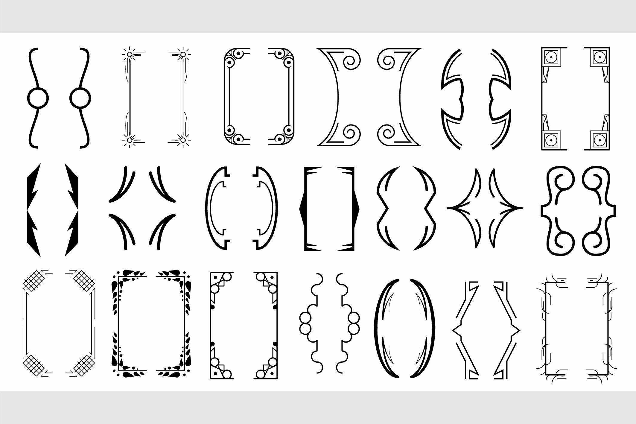 Abstract Set Collection Black Line Brackets Doodle Vector (1807344 ...