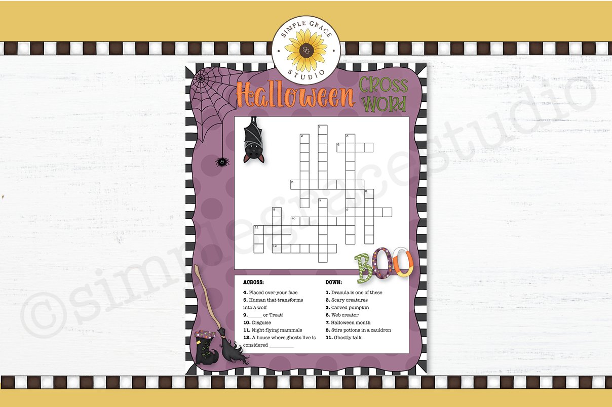 Halloween Crossword Puzzle For Kids