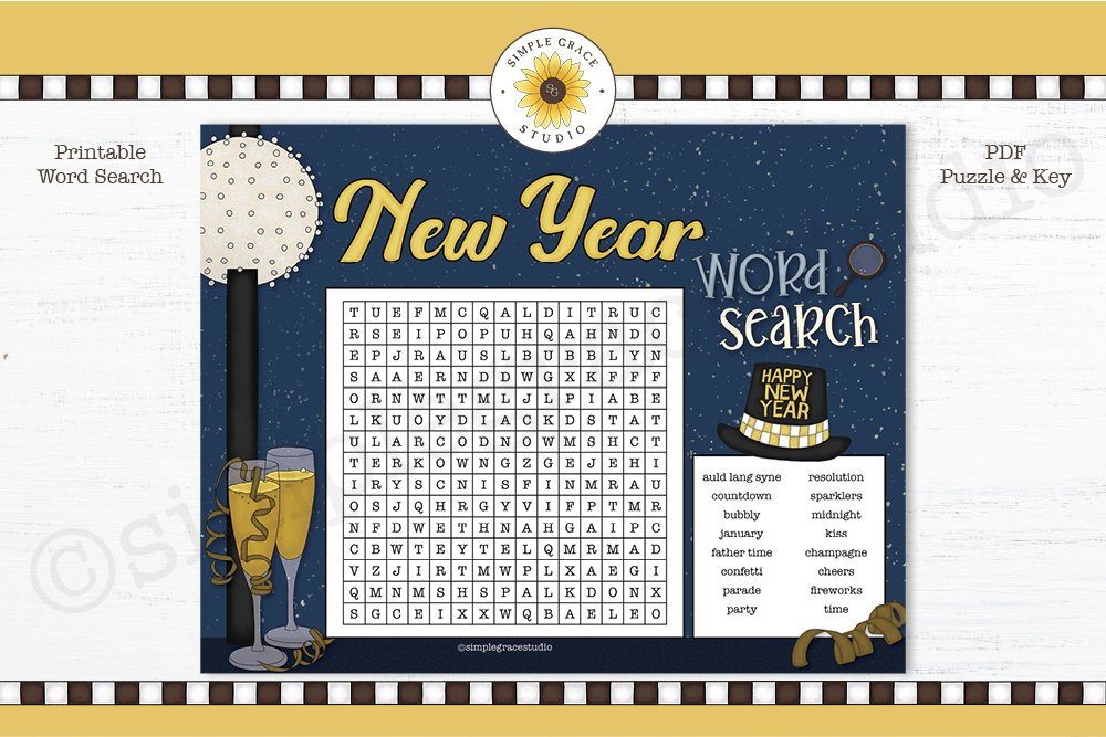 Word Search Happy New Year Back To School Word Search: GIANT Edition