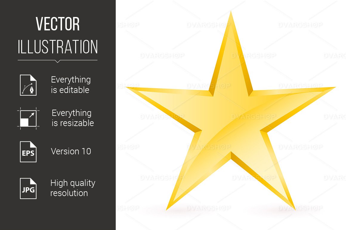 Shiny Gold Star (1807244) | Vectors | Design Bundles
