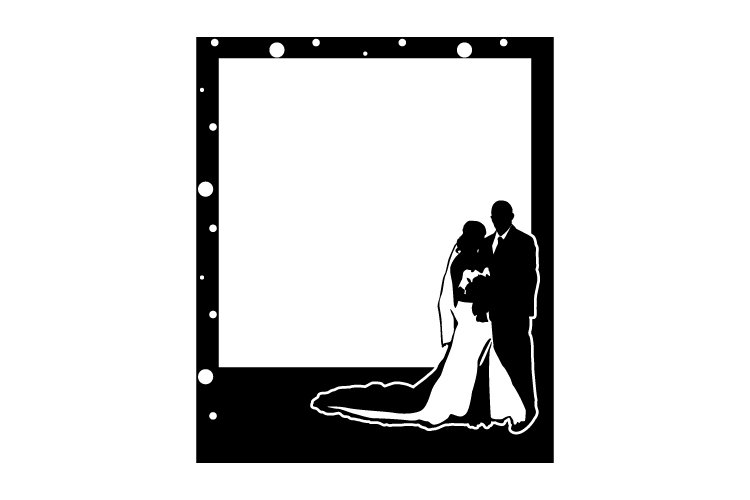 Silhouette wedding photo frame template design