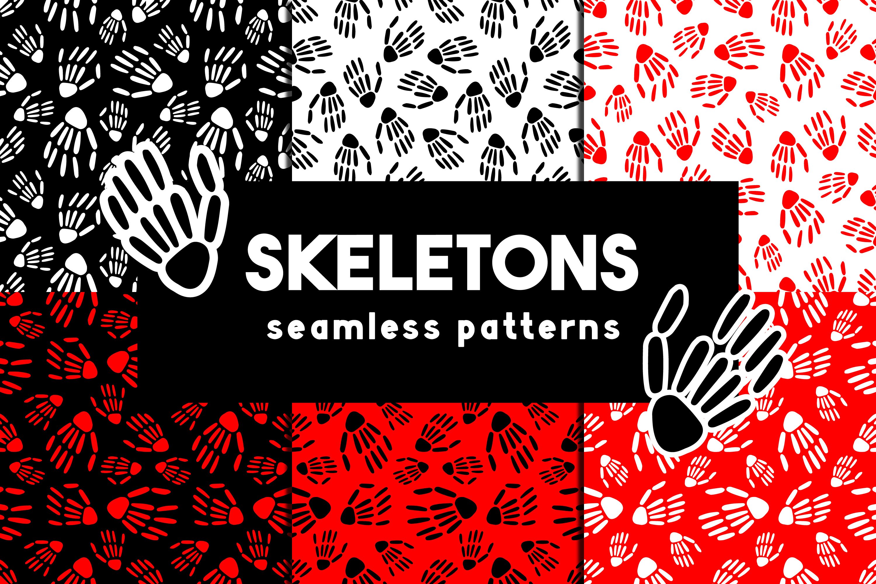 Skeleton patterns | Skeleton digital papers |Halloween paper