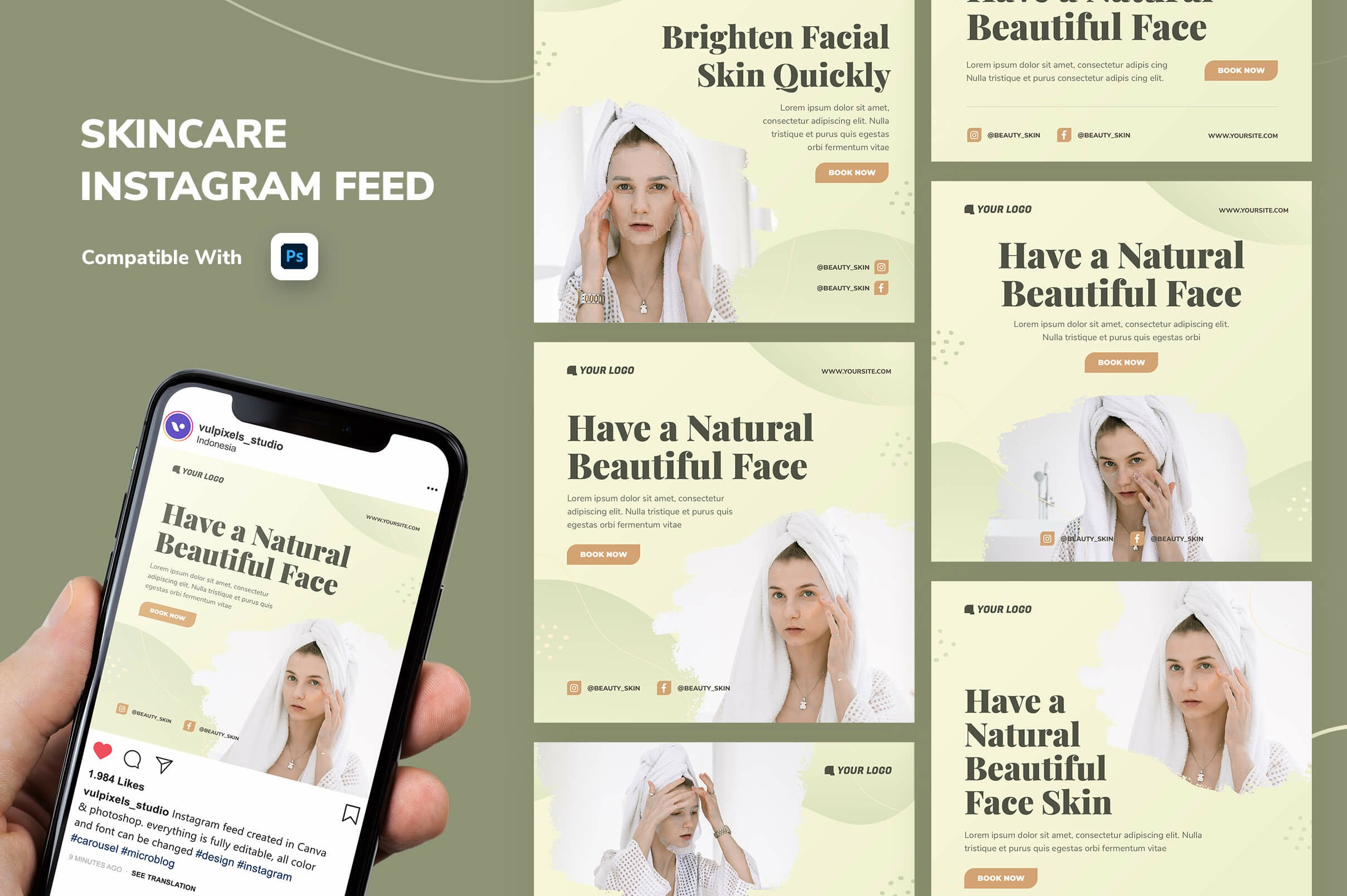 Instagram Feed Post for Skincare (1428649) | Instagram | Design Bundles