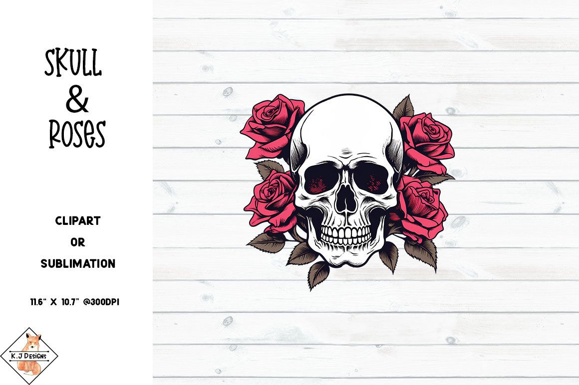 Skull With Roses Design