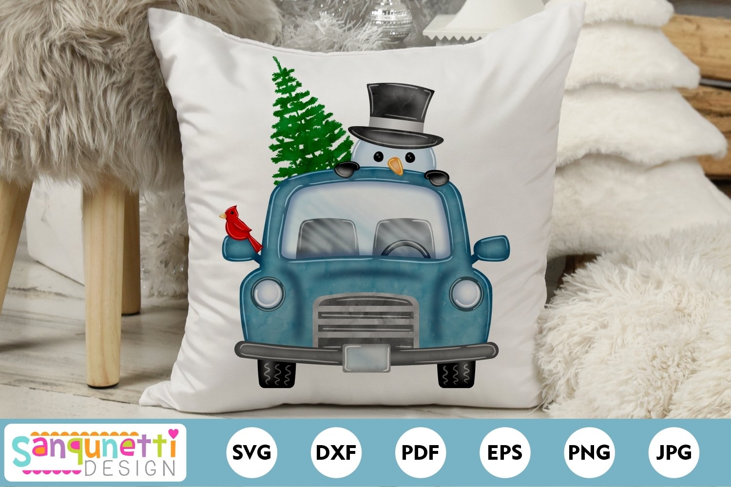 Snowman Peeking over Car PNG Winter Sublimation