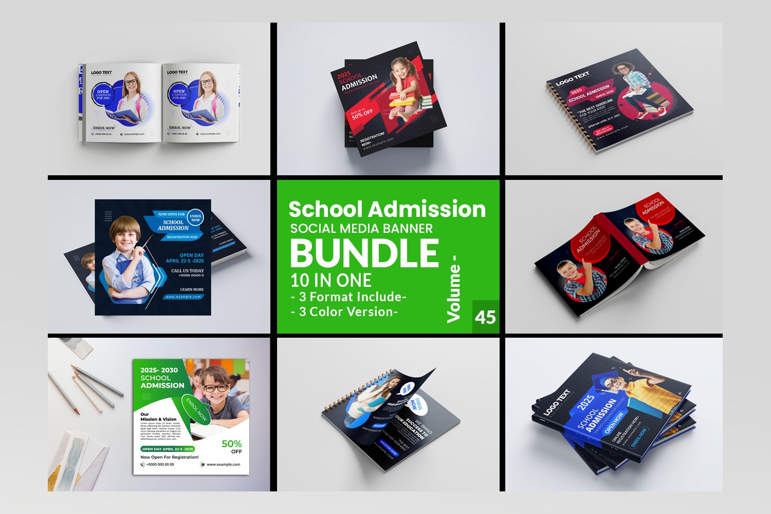 School Admission Social Media Post Bundle (1771869) | Facebook | Design ...