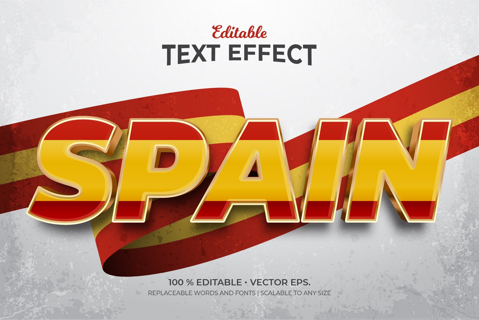 Text Effects, 3d Editable Text Style - Spain Flag Pattern