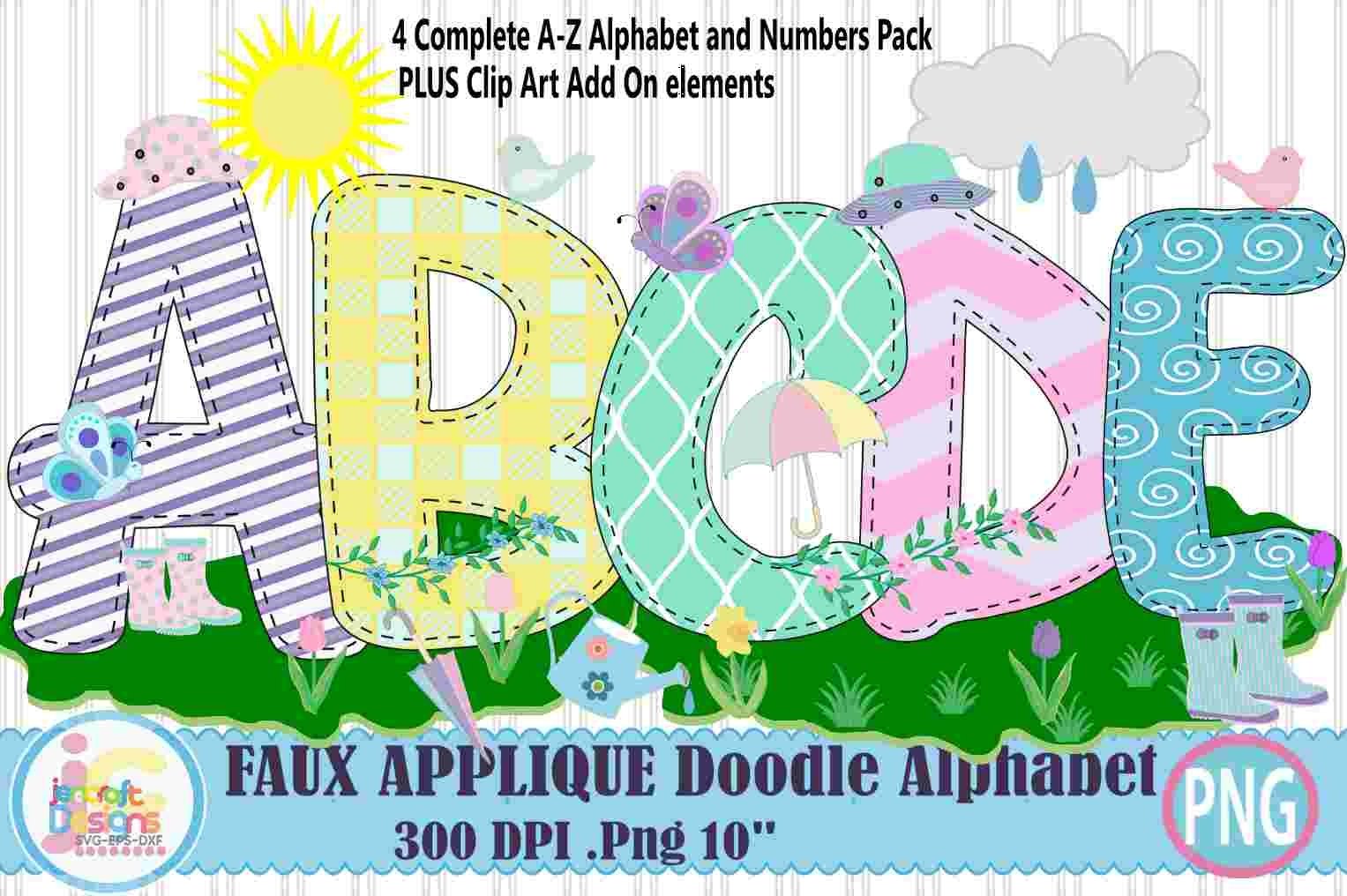 Doodle Easter Faux Applique letters with cliapart