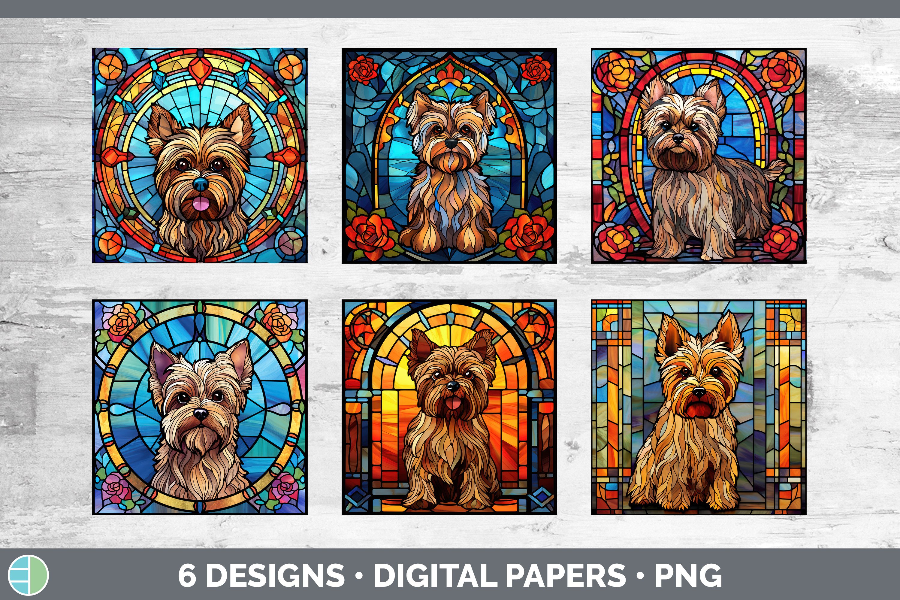 Yorkshire Terrier Stained Glass Pattern Stained Glass Dog Royalty Free