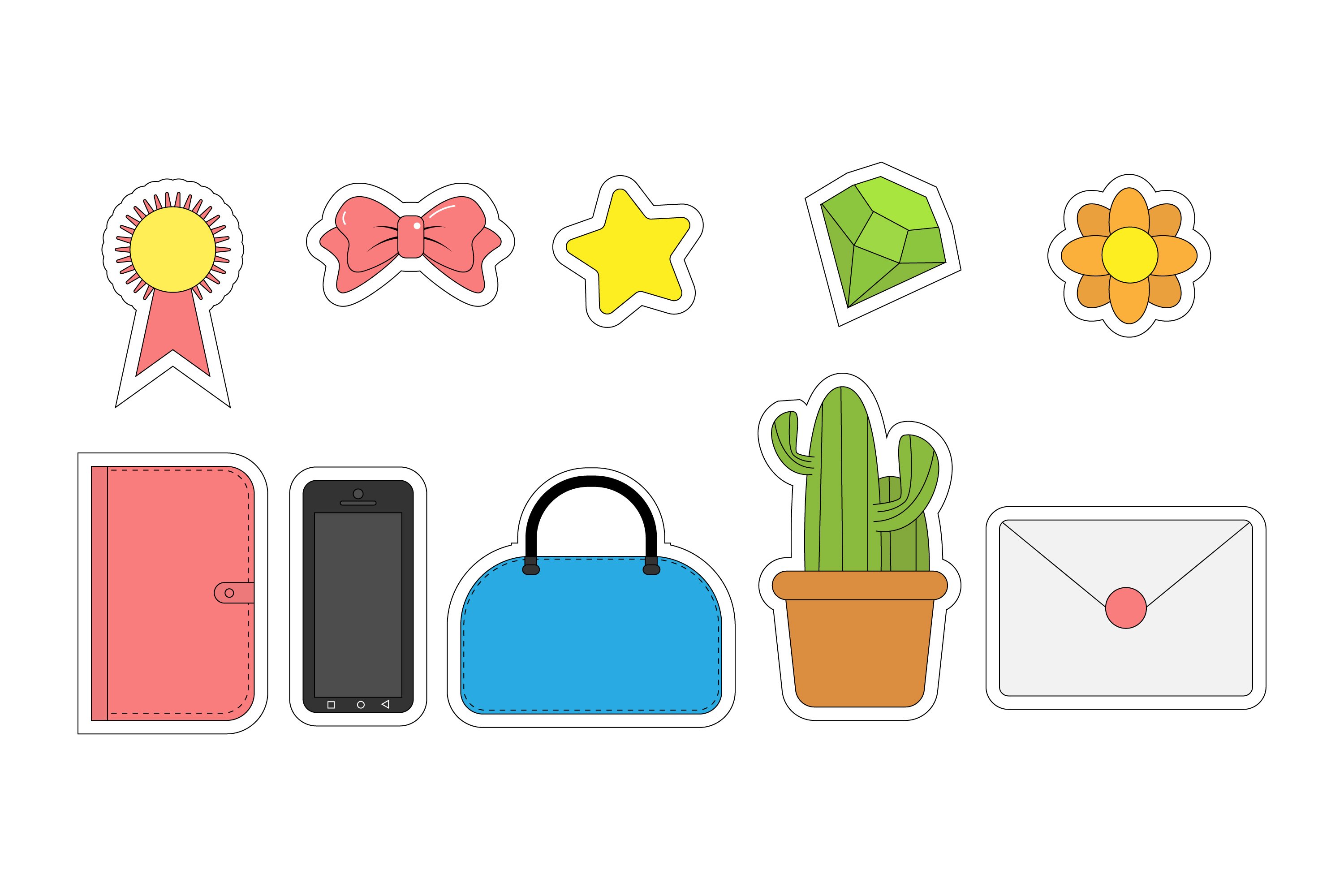 cute sticker element illustration set (1822830) | Vectors | Design Bundles