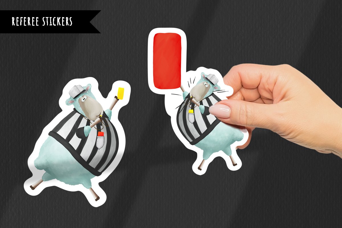 Referee. Comic football sticker pack. FREE